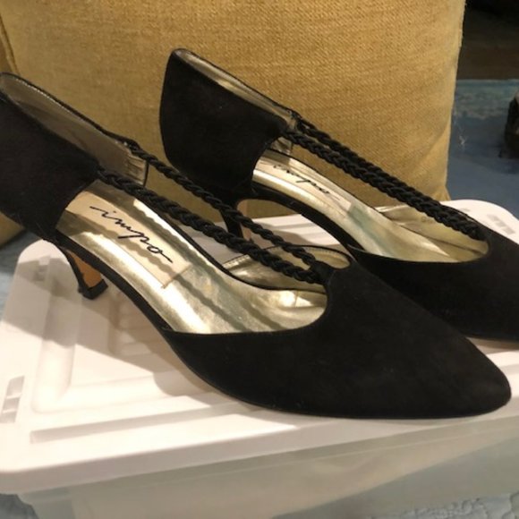 Impo | Shoes | Impo Black Suede Low Heeled Evening Shoes Size 9m | Poshmark
